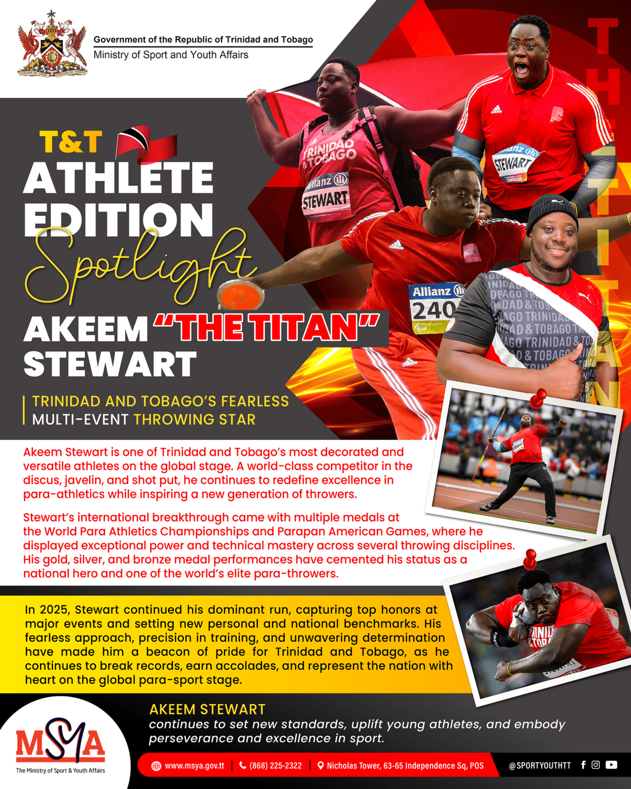 T&T Athlete Edition Spotlight – Akeem Stewart – MSYA